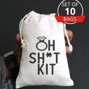 Oh Shit Kit Drawstring Hangover Bachelorette Kit Bags Cotton Muslin Drawstring Bags for Bridal Shower Hen's Party Kit Bag