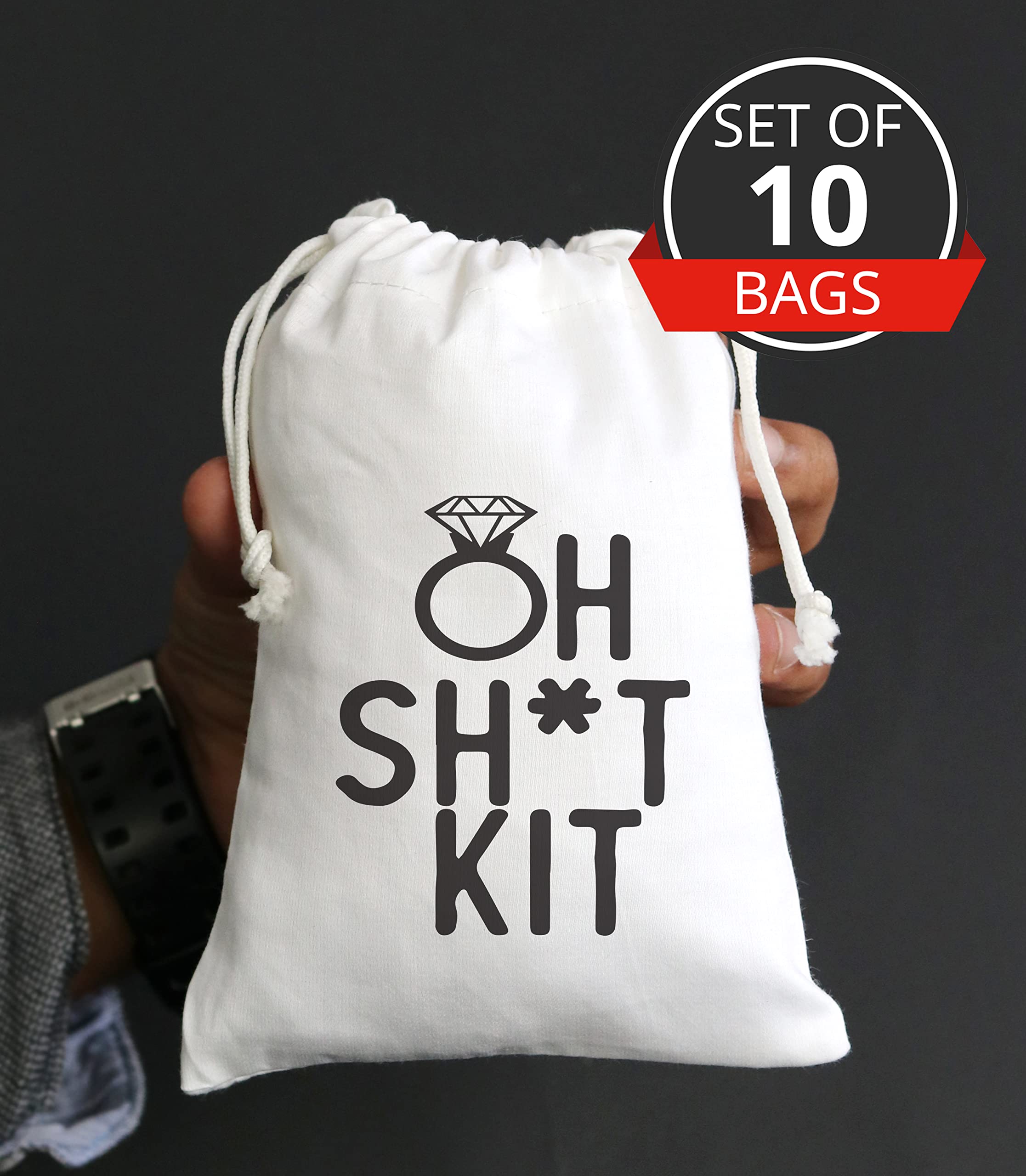 Oh Shit Kit Drawstring Hangover Bachelorette Kit Bags Cotton Muslin Drawstring Bags for Bridal Shower Hen's Party Kit Bag