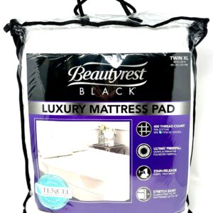 Beautyrest Black Luxury Mattress Pad, White Twin XL 400 Thread Count