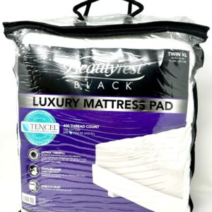 Beautyrest Black Luxury Mattress Pad, White Twin XL 400 Thread Count