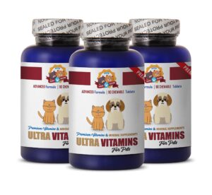 cat healthy coat - ultra pet vitamins - chews - for dogs and cats - mineral supplement - cat vitamin c - 270 treats (3 bottles)