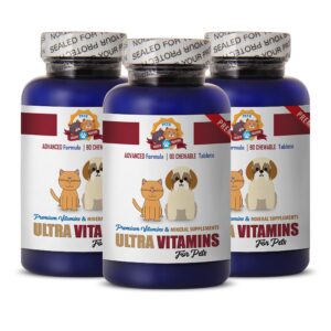 cat Vitamins Skin and Coat - Ultra PET Vitamins - Chews - for Dogs and Cats - Mineral Supplement - Vitamin e for Cats - 270 Treats (3 Bottles)