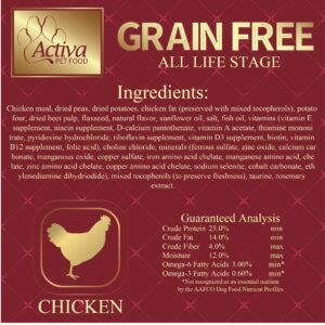 Activa Grain Free Custom Dog Food (15 Pound, Chicken)