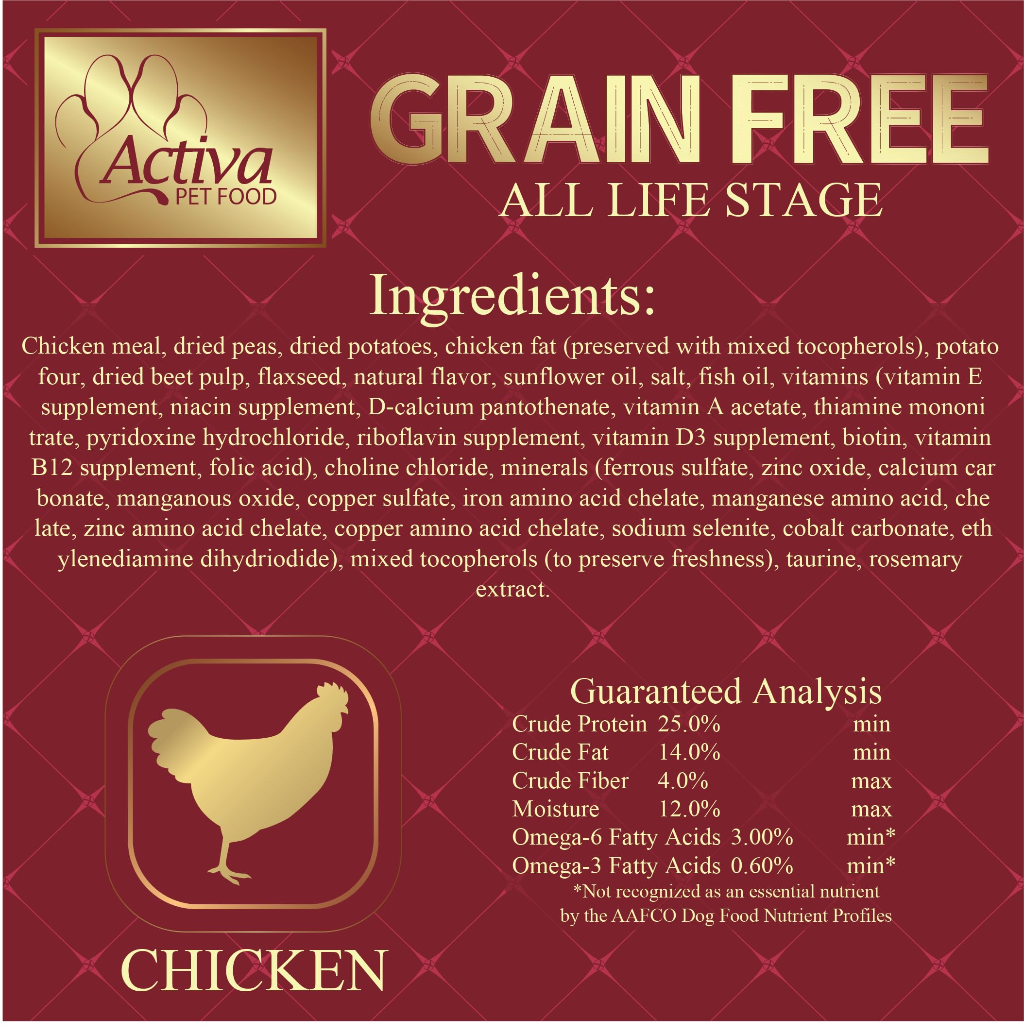 Activa Grain Free Custom Dog Food (15 Pound, Chicken)