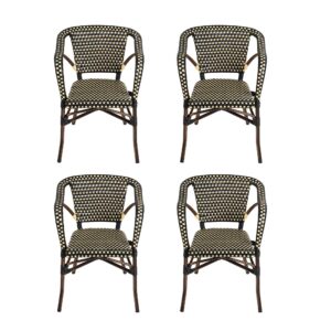 karmas product 4 piece patio rattan wicker chair, indoor outdoor use garden lawn backyard bistro cafe stack chair,all weather resistant