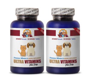 dog vitamins and minerals - ultra pet vitamins - chews - for dogs and cats - mineral supplement - dog liver support supplement - 180 treats (2 bottles)