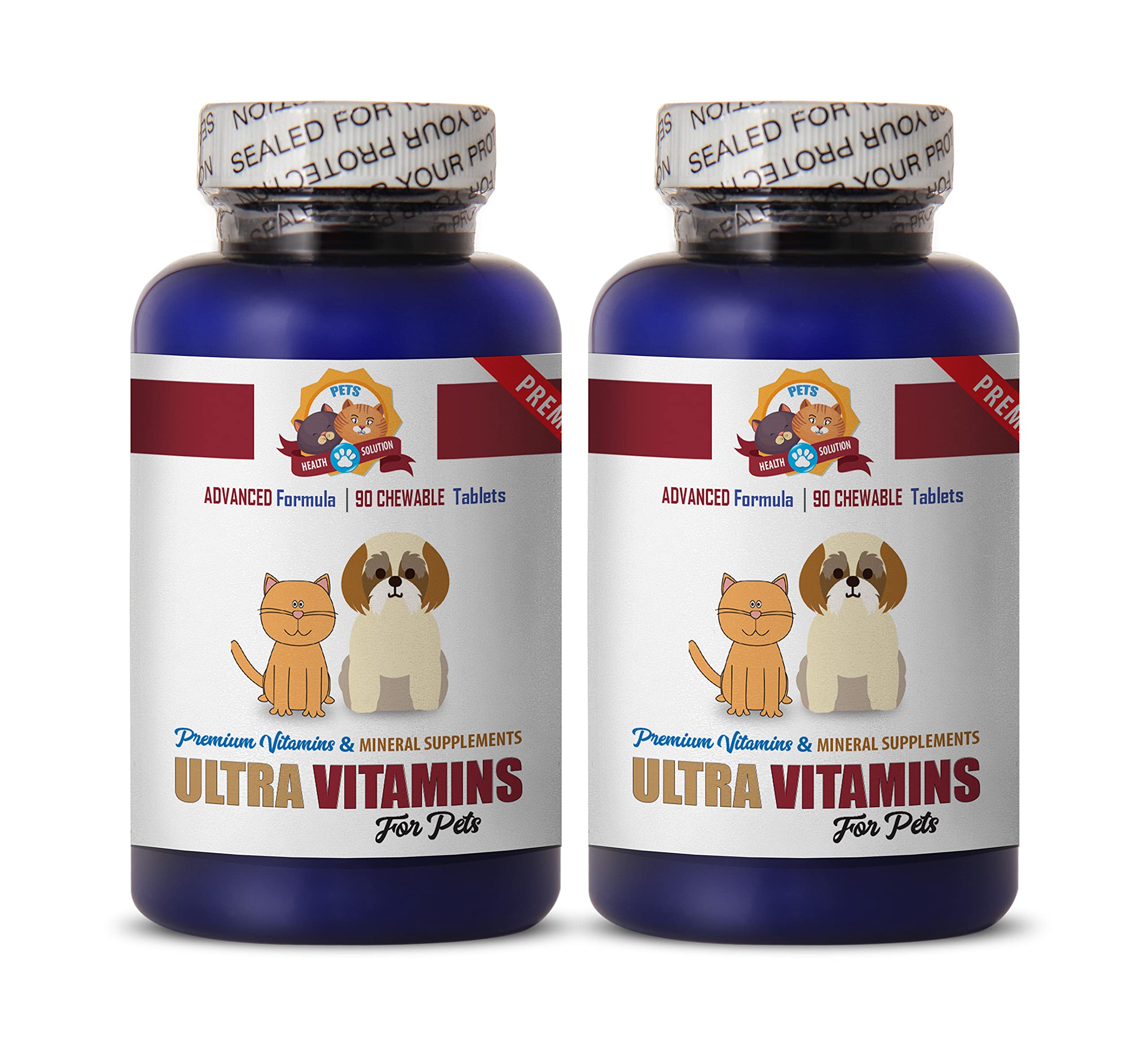 cat Immune Booster - Ultra PET Vitamins - Chews - for Dogs and Cats - Mineral Supplement - Vitamin e for Cats - 180 Treats (2 Bottles)