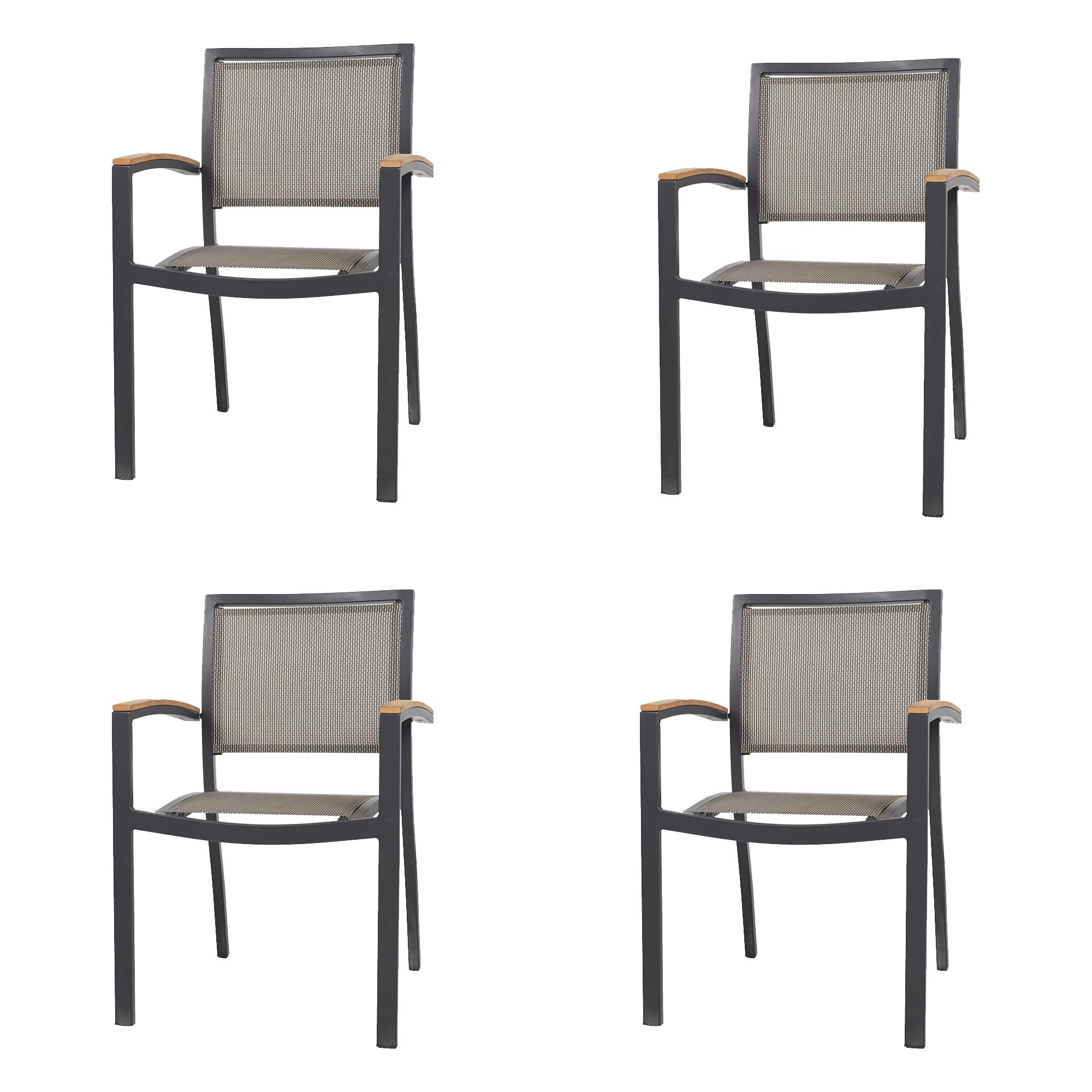 LUCKYERMORE Set of 4 Stacking Metal Patio Dining Chair - Heavy Duty Frame and Comfortable Mesh Seat Armchair for Commercial Restaurant Use