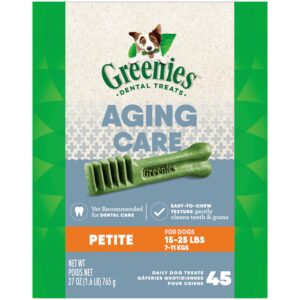 greenies aging care petite natural dental care dog treats, 27 oz. pack (45 treats)