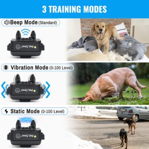 Petrainer 620 Waterproof Dog Training Collar Rechargeable Dog Static Collar with Remote 1000ft with Beep Vibrating Electric Training Collar for Dogs (10-100lbs)