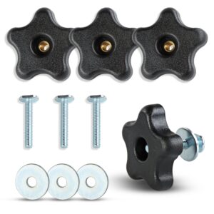 dct 5 star knobs kit 1/4in-20 threaded knob, bolt with knob, clamping knob jig knobs t track knobs and bolts 4-pack