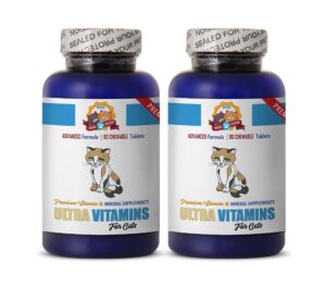 vitamin supplement for cats - ultra cat vitamins - mineral supplement - premium chews - cat vitamin treats - 180 treats (2 bottles)