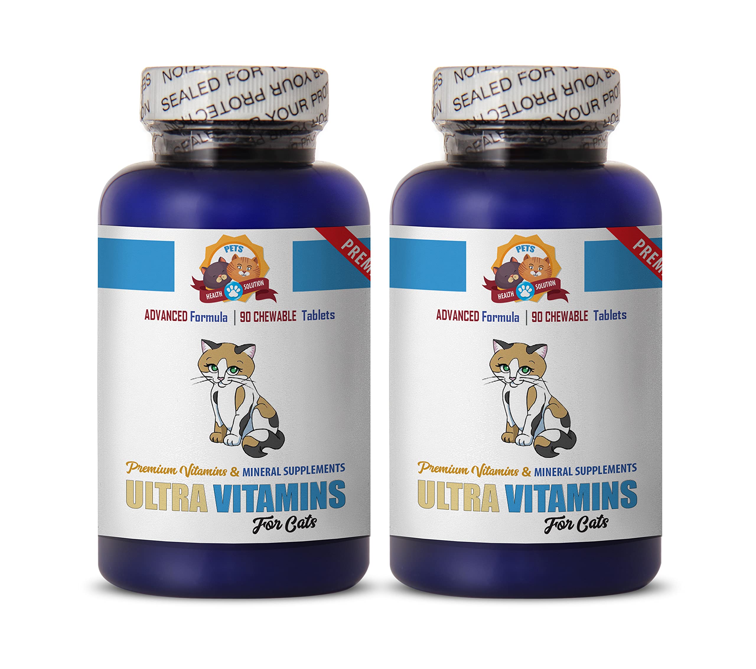 Vitamin Supplement for Cats - Ultra CAT Vitamins - Mineral Supplement - Premium Chews - cat Vitamin Treats - 180 Treats (2 Bottles)