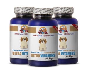 dog bone supplement large breed - ultra dog vitamins - premium vitamin and minerals - healthy solution - dog joint supplement chews - 270 treats (3 bottles)