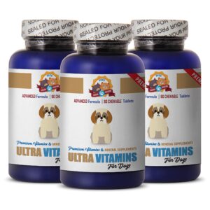 Dog Bone Supplement Large Breed - Ultra Dog Vitamins - Premium Vitamin and Minerals - Healthy Solution - Dog Joint Supplement Chews - 270 Treats (3 Bottles)