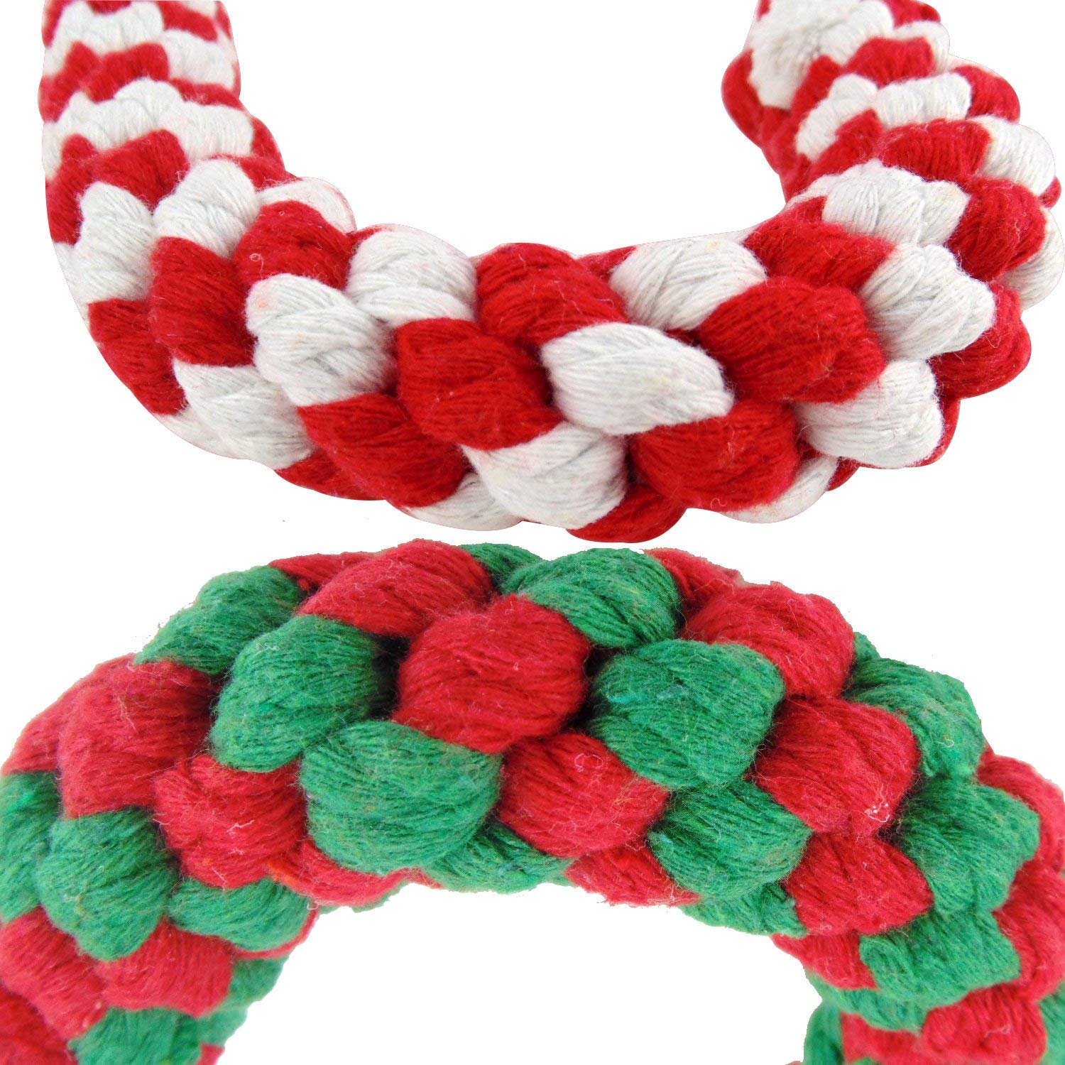 2 Pieces Christmas Pet Chew Toys,Candy Cane Rope Dog Toy,Sturdy Pet Chewing Toys for Medium&Large Dog Puppy Pet Teeth Cleaning