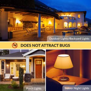 Simba Lighting LED Bug Non-Attracting Yellow Bulb 6W 40W Equivalent, Great for Outdoor Porch Light, Night Light, Dusk-to-Dawn Smart Sensor Auto On/Off, Amber Warm Light, A19 E26 Medium Base, Pack of 4