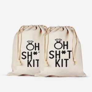 Oh Shit Kit Drawstring Hangover Bachelorette Kit Bags Cotton Muslin Drawstring Bags for Bridal Shower Hen's Party Kit Bag