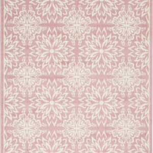 Nourison Jubilant Floral Ivory/Pink 5'3'' x 7'3'' Area--Rug, Easy--Cleaning, Non Shedding, Bed Room, Living Room, Dining Room, Kitchen (5x7)