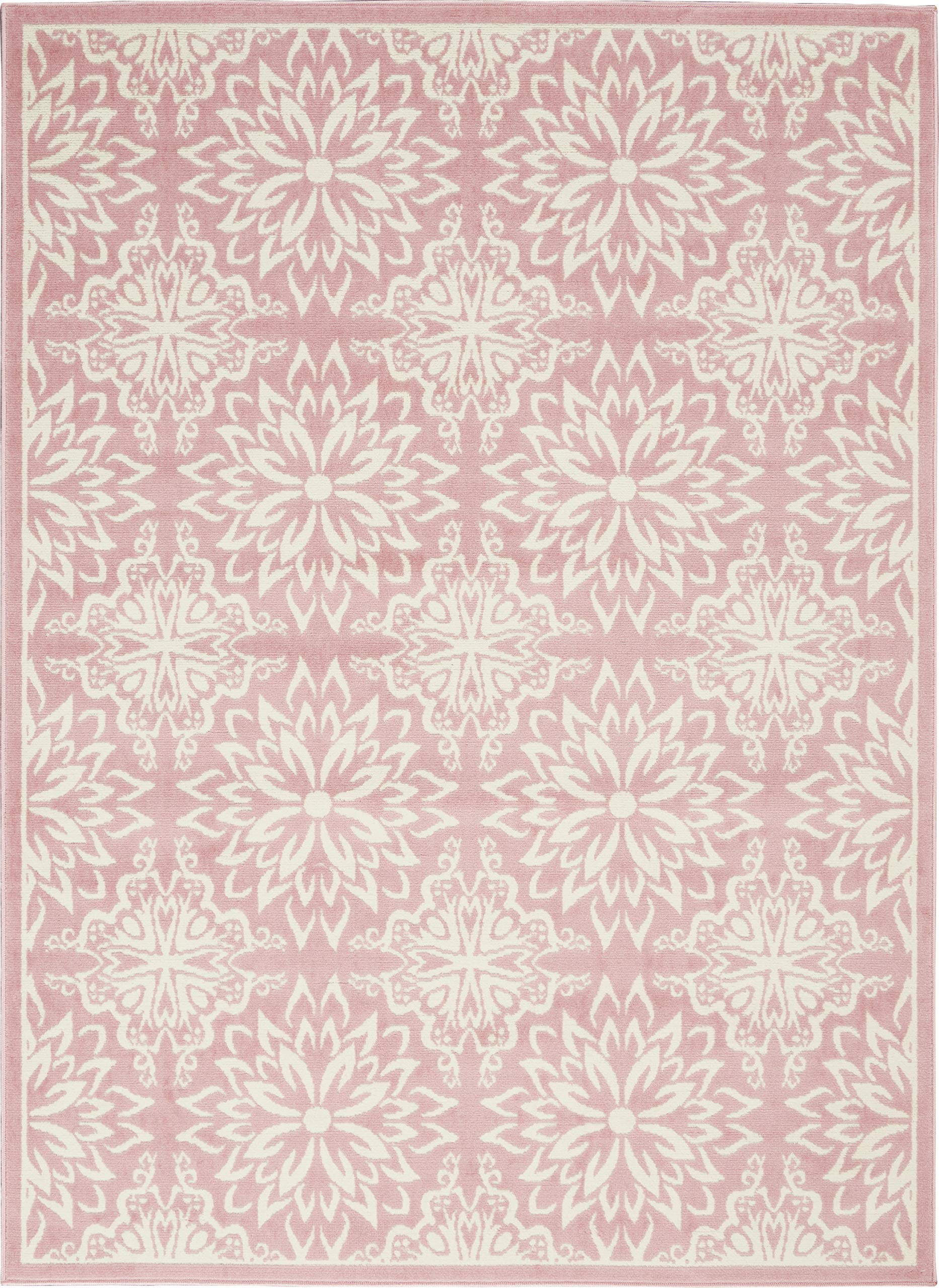 Nourison Jubilant Floral Ivory/Pink 5'3'' x 7'3'' Area--Rug, Easy--Cleaning, Non Shedding, Bed Room, Living Room, Dining Room, Kitchen (5x7)