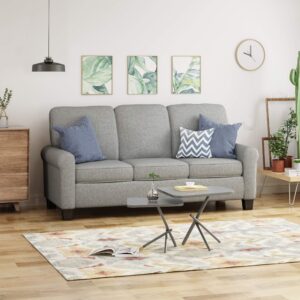 christopher knight home bridget 3-seater sofa, traditional, grey, gray + dark brown