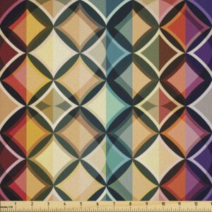 lunarable abstract fabric by the yard, digital grid pattern contemporary style mosaic diagonal geometric illustration, microfiber fabric for arts and crafts textiles & decor, 2 yards, pale yellow