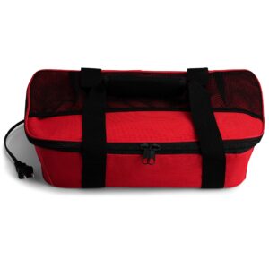 hotlogic food warming tote, casserole carrier 120v, red