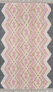 novogratz by momeni rugs indio 100% wool hand made contemporary area rug, 3' x 5', pink (indioind-1pnk3050)