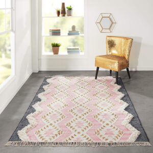 Novogratz by Momeni Rugs Indio 100% Wool Hand Made Contemporary Area Rug, 3' X 5', Pink (INDIOIND-1PNK3050)