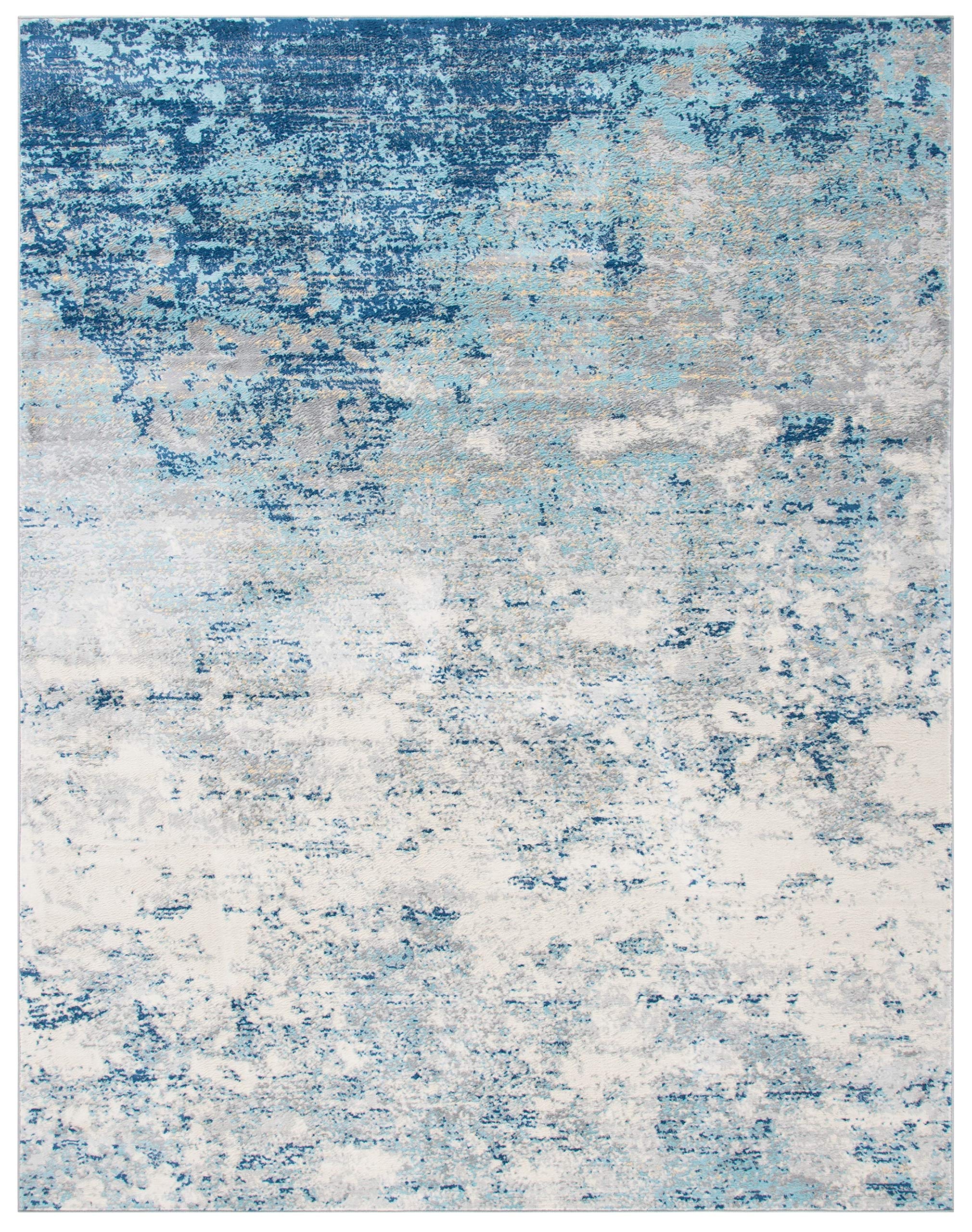 SAFAVIEH Jasper Collection Area Rug - 9' x 12', Grey & Blue, Modern Abstract Design, Non-Shedding & Easy Care, Ideal for High Traffic Areas in Living Room, Bedroom (JSP107G)