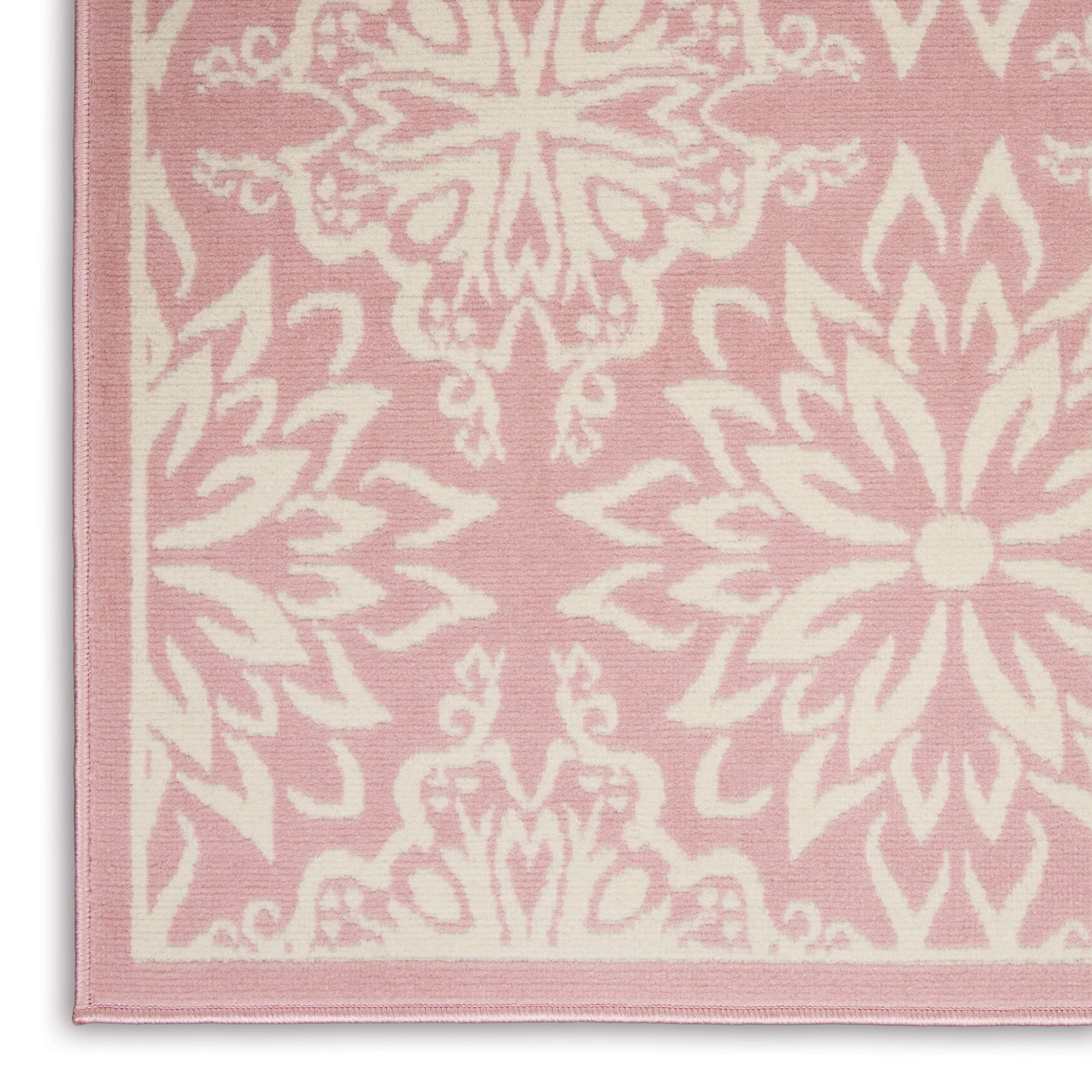 Nourison Jubilant Floral Ivory/Pink 5'3'' x 7'3'' Area--Rug, Easy--Cleaning, Non Shedding, Bed Room, Living Room, Dining Room, Kitchen (5x7)