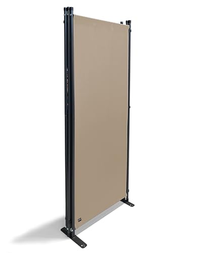 Room Divider 87" W x 65" H Beige | 4-Panel Folding Privacy Screen | Portable Room Partition | Garden Separation Paravent | Water Repellent Indoor & Outdoor Freestanding Wall