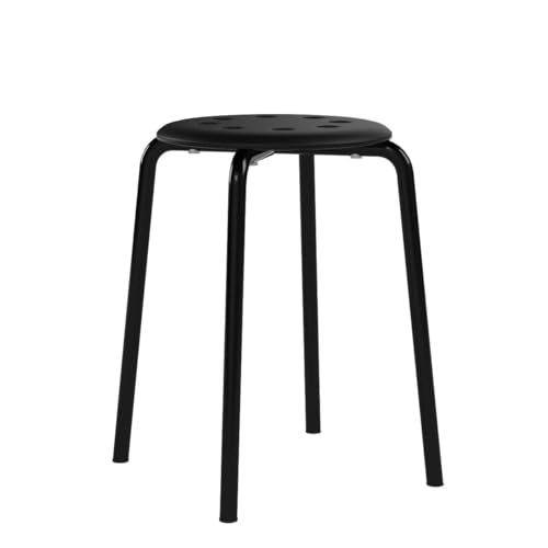 Topeakmart Set of 5 Commercial Plastic Stackable Stools Round Top Backless Stool Metal Leg 17.3in Height Black