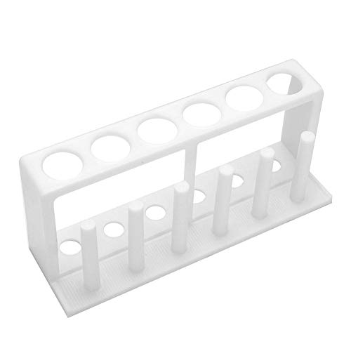 Hilitand Test Tube Rack, 6 Holes 6 Slots Plastic Test Tube Holder Storage Stand for Drying Less Than 25mm Tubes White