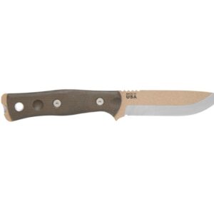 Tops Knives Fieldcraft by Brothers of Bushcraft Coytoe Tan Full Tage Fixed Blade- Coyote Tan Coating Finish- Coyote Tan Kydex Sheath w/Rotating Spring Steel (Green Canvas Micarta Handle)