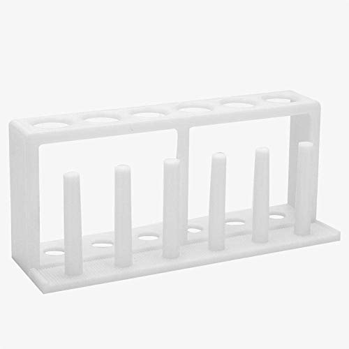 Hilitand Test Tube Rack, 6 Holes 6 Slots Plastic Test Tube Holder Storage Stand for Drying Less Than 25mm Tubes White