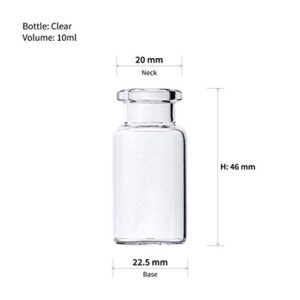 J&K Scientific 10mL Headspace Vial, Clear Glass, 20mm Crimp-top, Flat Bottom (Pack of 100)