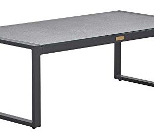 Tommy Hilfiger Hampton Modern White Mesh Outdoor Patio Furniture Collection Gunmetal Frame, Coffee Table, Gray