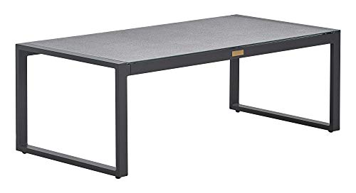 Tommy Hilfiger Hampton Modern White Mesh Outdoor Patio Furniture Collection Gunmetal Frame, Coffee Table, Gray