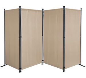 room divider 87" w x 65" h beige | 4-panel folding privacy screen | portable room partition | garden separation paravent | water repellent indoor & outdoor freestanding wall