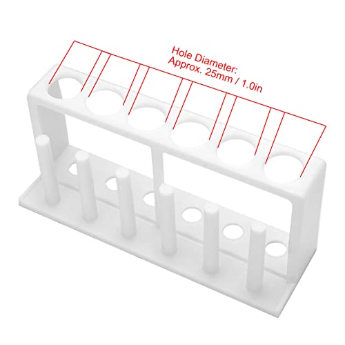 Hilitand Test Tube Rack, 6 Holes 6 Slots Plastic Test Tube Holder Storage Stand for Drying Less Than 25mm Tubes White