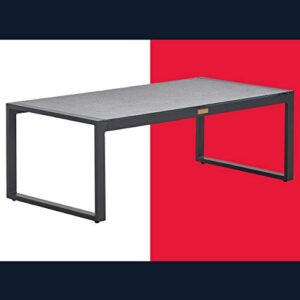 tommy hilfiger hampton modern white mesh outdoor patio furniture collection gunmetal frame, coffee table, gray