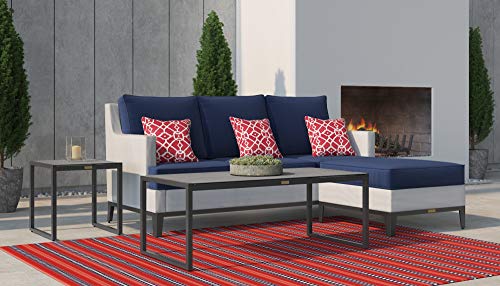 Tommy Hilfiger Hampton Modern White Mesh Outdoor Patio Furniture Collection Gunmetal Frame, Coffee Table, Gray