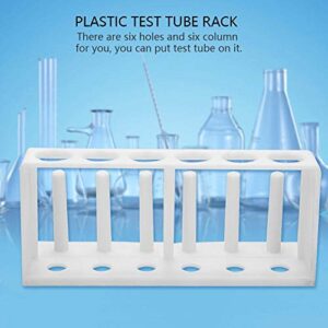 Hilitand Test Tube Rack, 6 Holes 6 Slots Plastic Test Tube Holder Storage Stand for Drying Less Than 25mm Tubes White