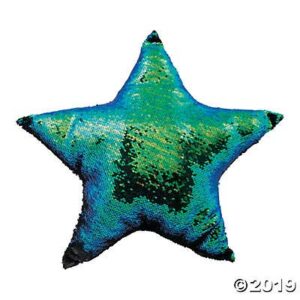 Fun Express Plush Reversible Sequin Star Pillow- Toys - 1 Piece