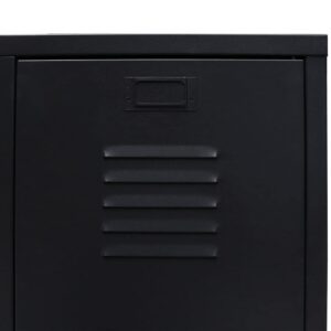 vidaXL Black Wardrobe - Metal Industrial Style Closet with Adjustable Interior Shelves & Drawers, Unique Name Card Holders - Durable & Easy to Assemble