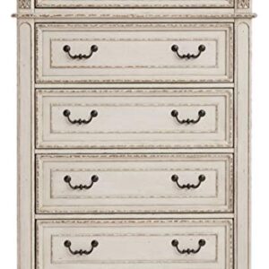 Signature Design by Ashley Realyn French Country Two Tone 5 Drawer Chest of Drawers, Chipped White