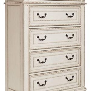 Signature Design by Ashley Realyn French Country Two Tone 5 Drawer Chest of Drawers, Chipped White