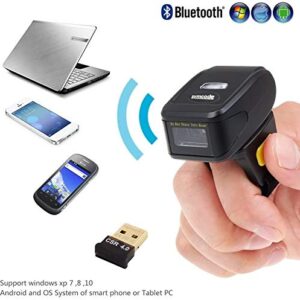 Bluetooth Wireless Ring Barcode Scanner, Portable Wearable Mini Finger 1D Bar Code Reader Work with Windows, Mac OS, Android 4.0+, iOS