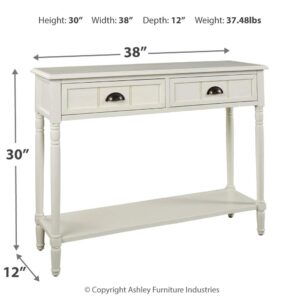 Signature Design by Ashley Goverton Vintage Casual 2 Drawer Console Sofa Table, White